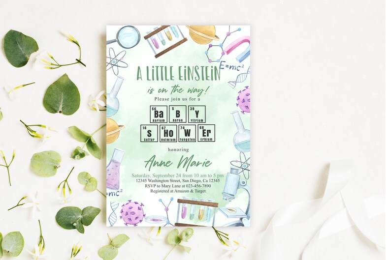 Science Baby Shower Invitation: Green Laboratory Theme (editable Corjl ...