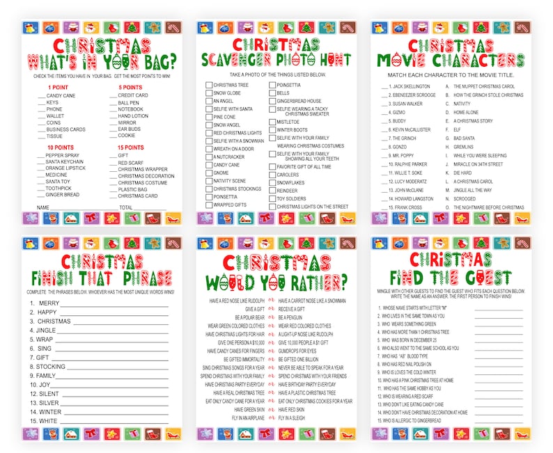 Christmas Games Bundle Christmas Printable Games Bundle Pack - Etsy