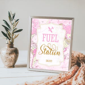 Pink Travel Fuel Station Sign: Baby Shower Party Decor (printable ...