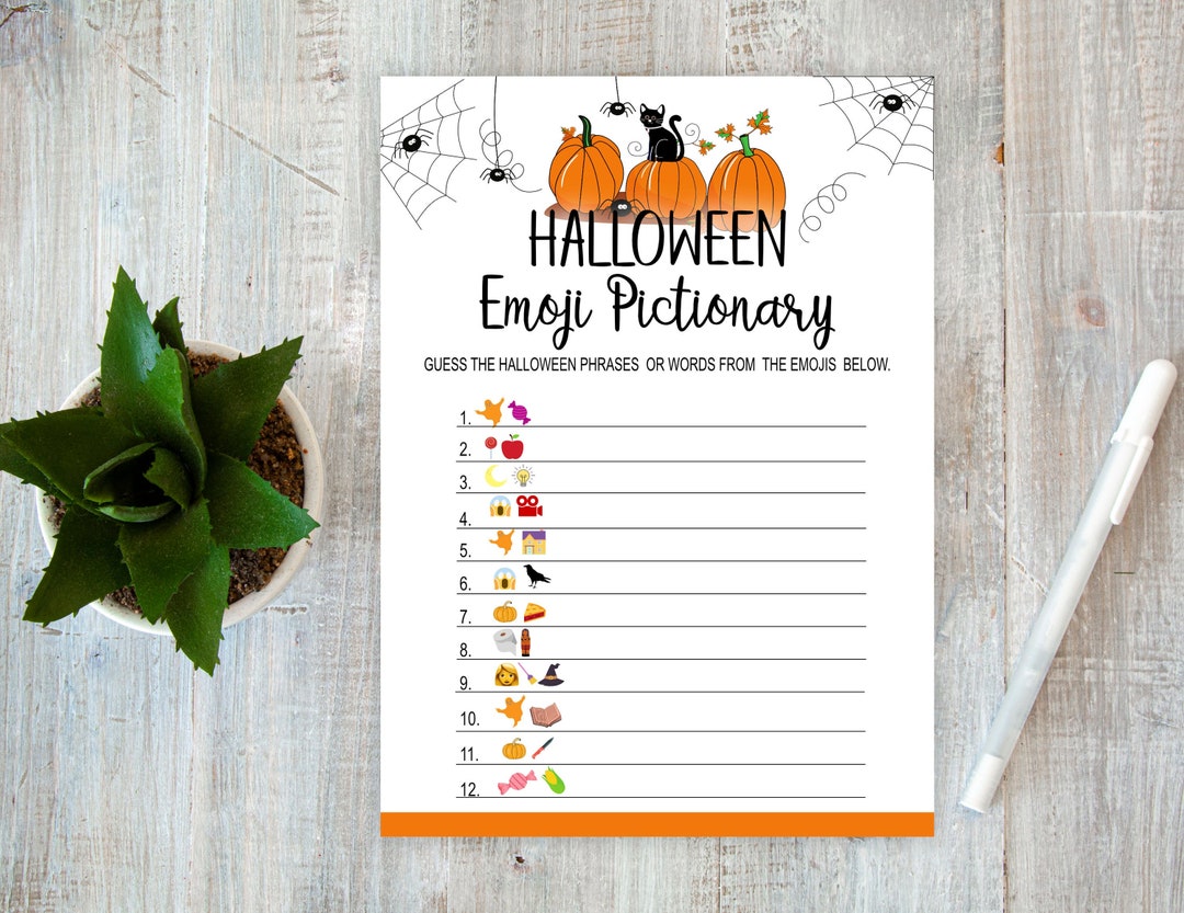 Halloween Emoji Pictionary Game, Halloween Emoji Pictionary, Halloween ...