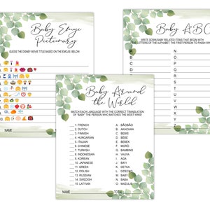 Greenery Baby Shower Games Bundle Greenery Baby Shower Games - Etsy Canada