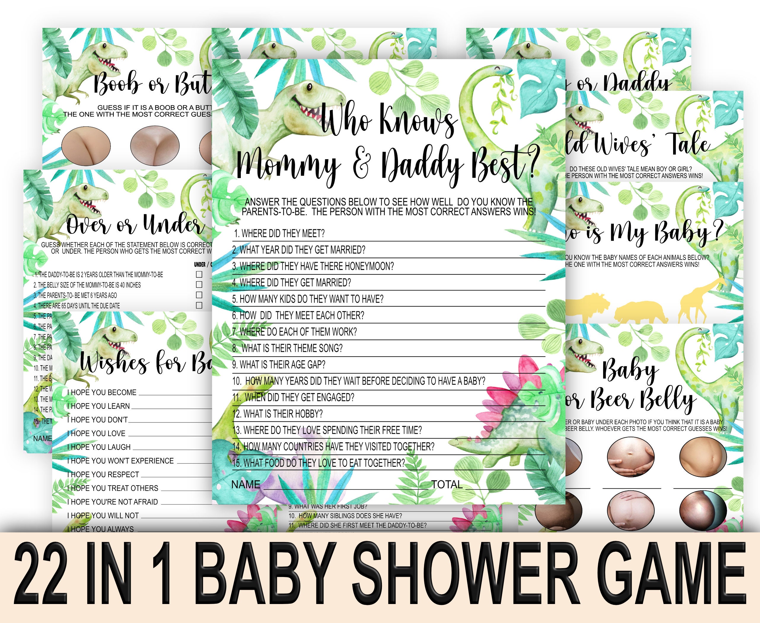 Dinosaur Theme Baby Shower Games Baby Shower Games Dinosaur - Etsy