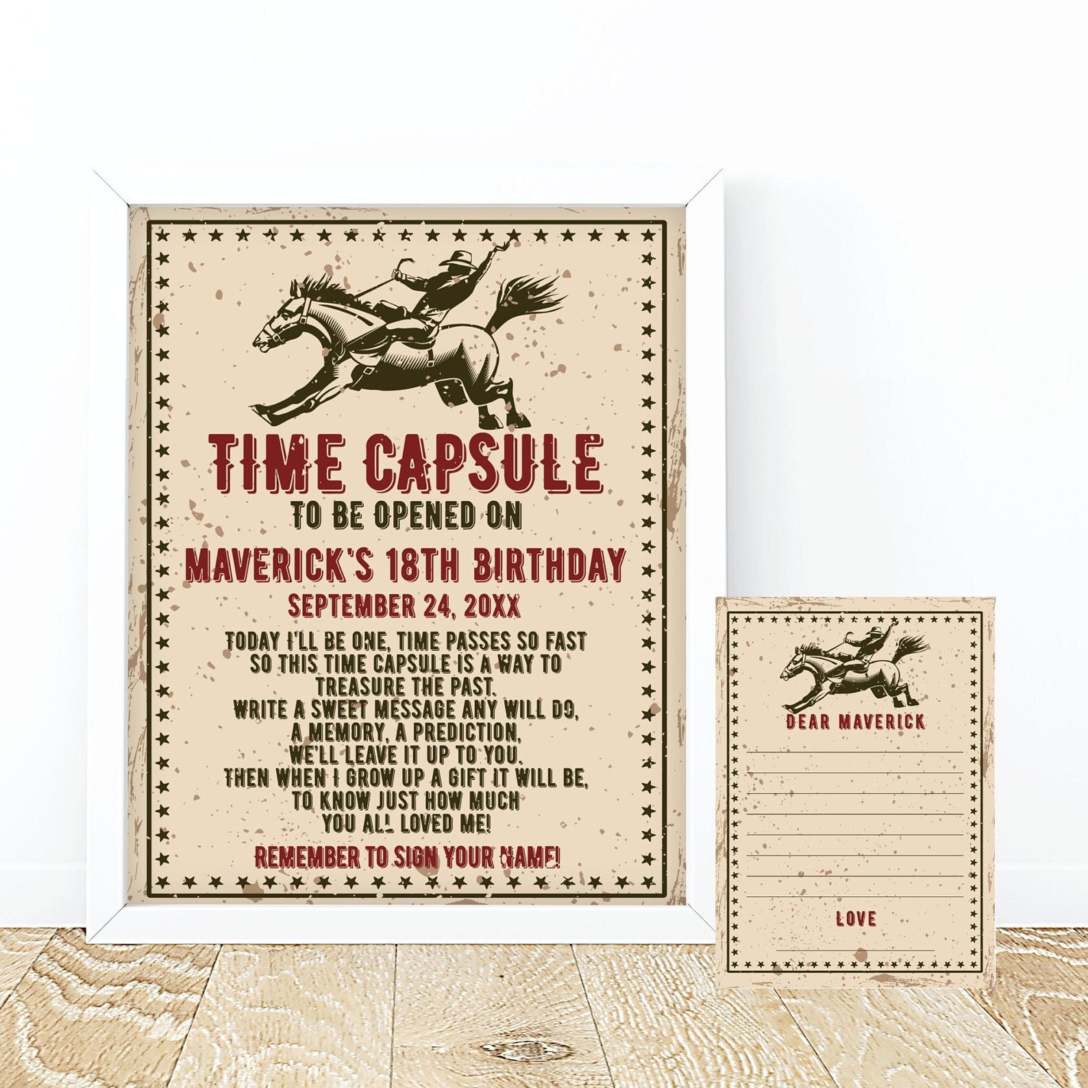 Editable Rodeo Time Capsule Sign Note Card Rodeo Cowboy Time - Etsy