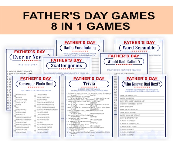 Father's Day Games Bundle Pack Package Set Father's | Etsy
