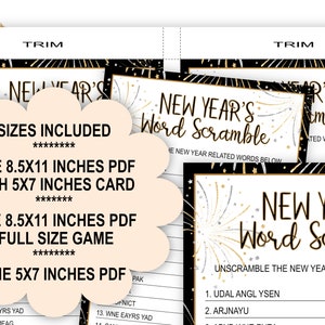 New Year's Eve Word Scramble Game, Word Scramble Game New Year, New ...