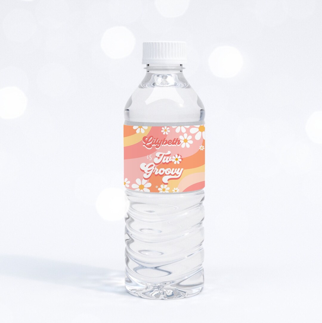 Editable Water Bottle Label Groovy Retro Daisy Water Bottle 2nd ...