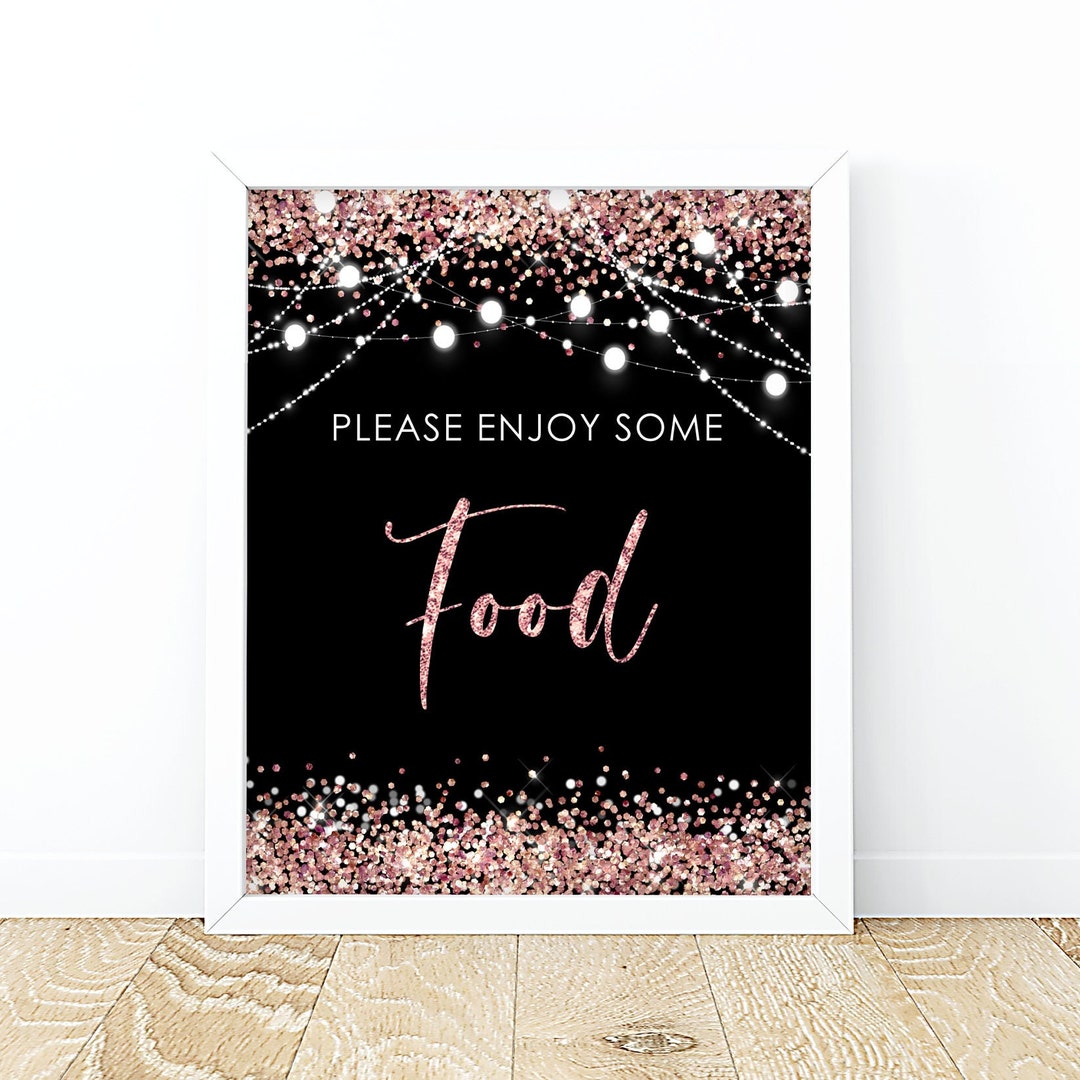 Rose Gold Black Food Sign Birthday Party Decor PRINTABLE Rose Gold ...