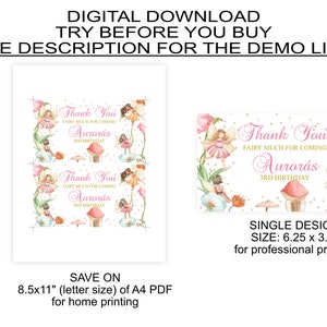 Editable Fairy Gable Box Favor Label Gift Box Label Birthday Party Gift ...