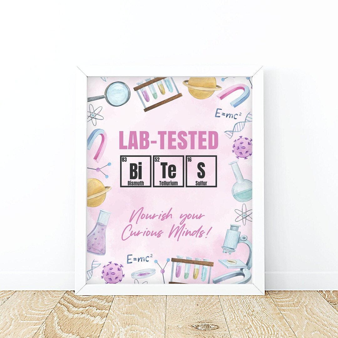 Science Party Food Sign Pink Baby Shower Birthday or Science-themed ...