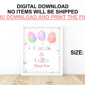Cotton Candy Cards and Gifts Sign Birthday Party Decor PRINTABLE Cotton ...
