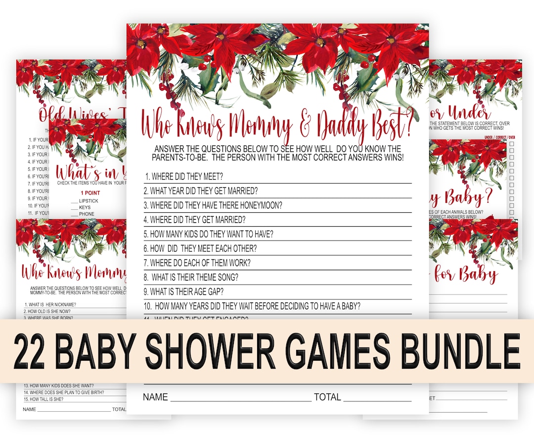Christmas Baby Shower Games Bundle Package, Christmas Theme Baby Shower ...