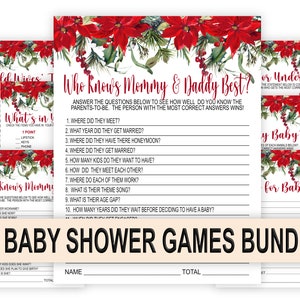 Christmas Baby Shower Games Bundle Package, Christmas Theme Baby Shower ...