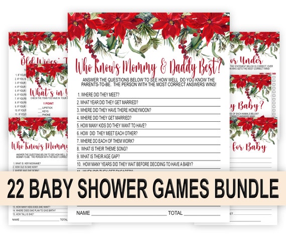 Christmas Baby Shower Games Bundle Package Christmas Theme - Etsy