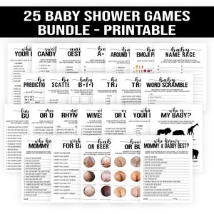 Plain White Baby Shower Game Bundle, Minimalist Baby Shower Games Pack ...