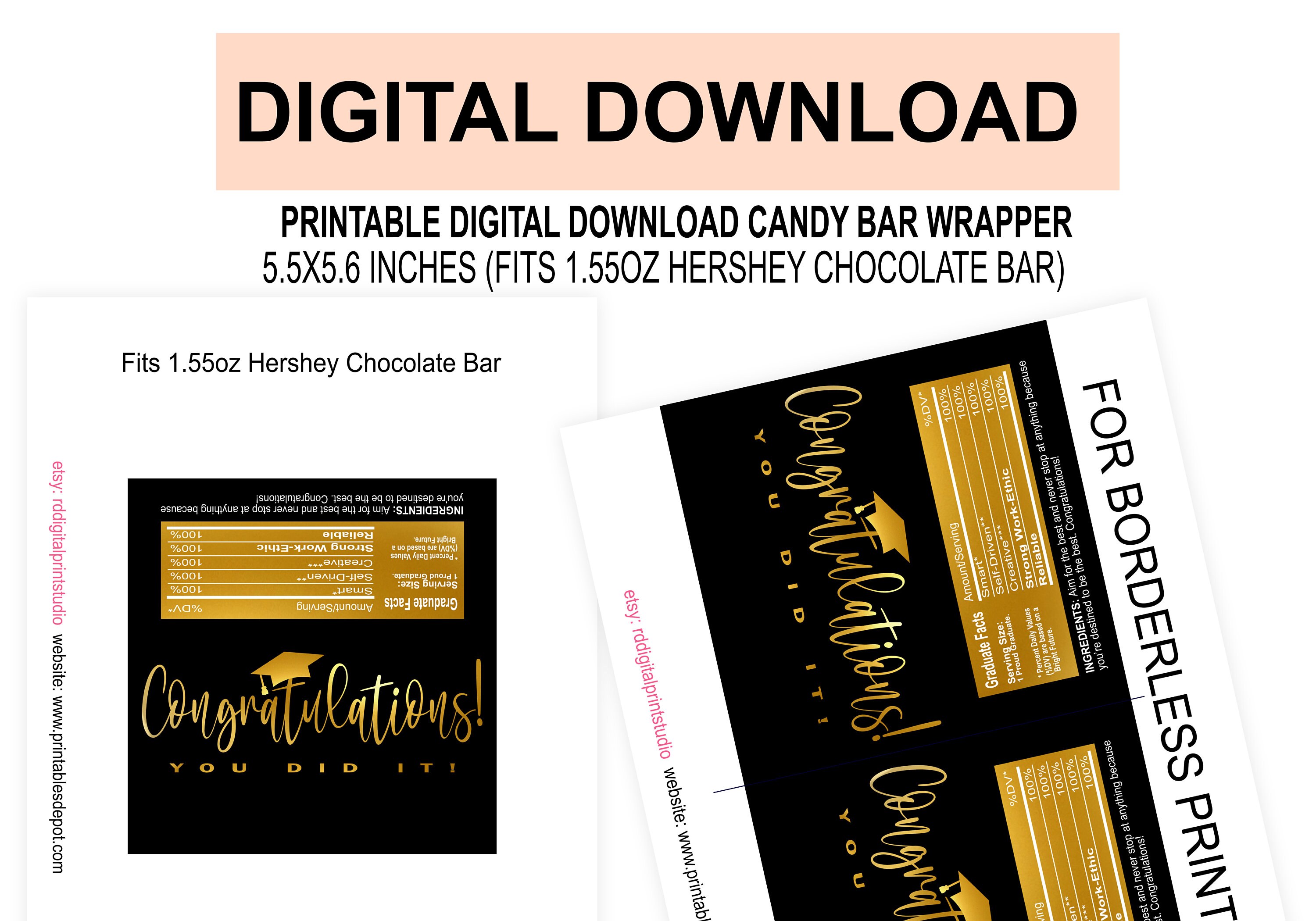 Graduation Day Candy Bar Wrapper Graduation Day Chocolate Bar Wrapper ...