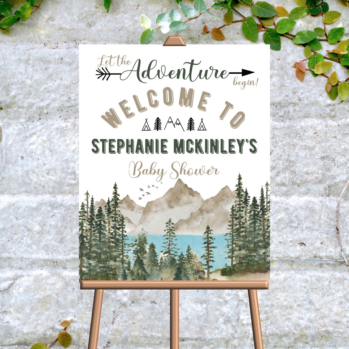 Editable Let the Adventure Begin Welcome Sign Forest Mountain - Etsy