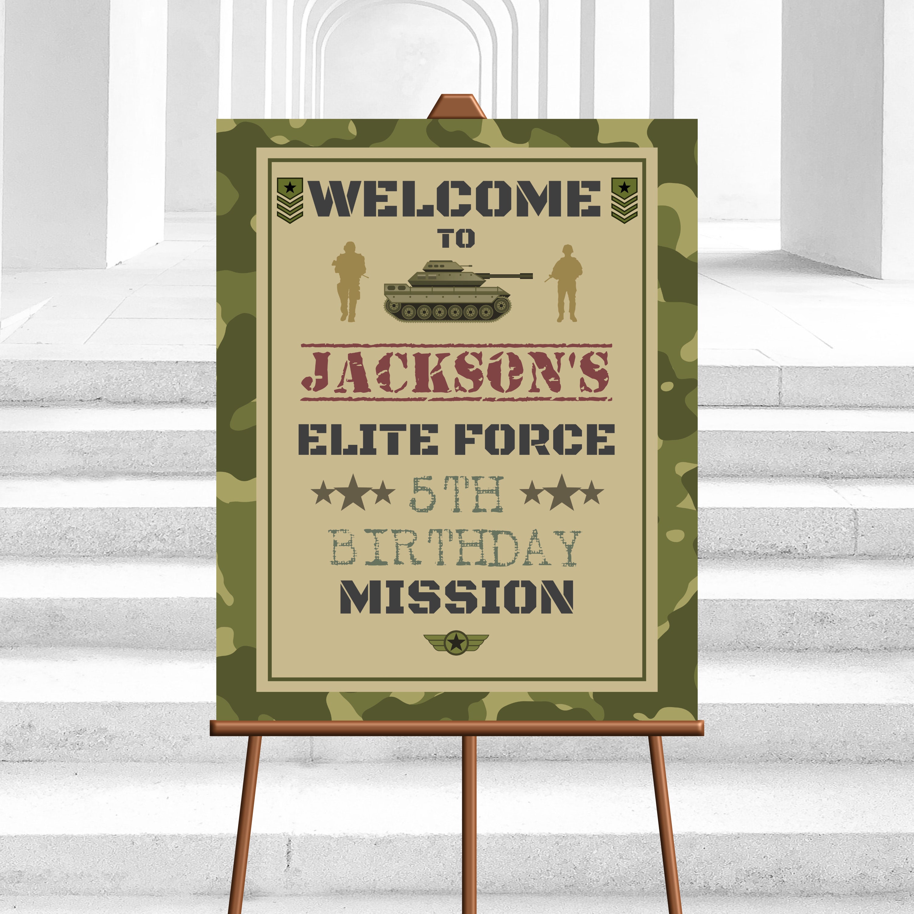 Editable Camo Birthday Welcome Sign PRINTABLE Camo Green - Etsy