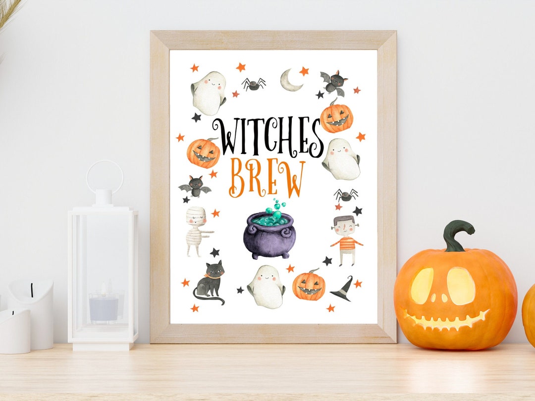 Witches Brew Sign Table Decor Halloween Drinks Sign Birthday Party ...