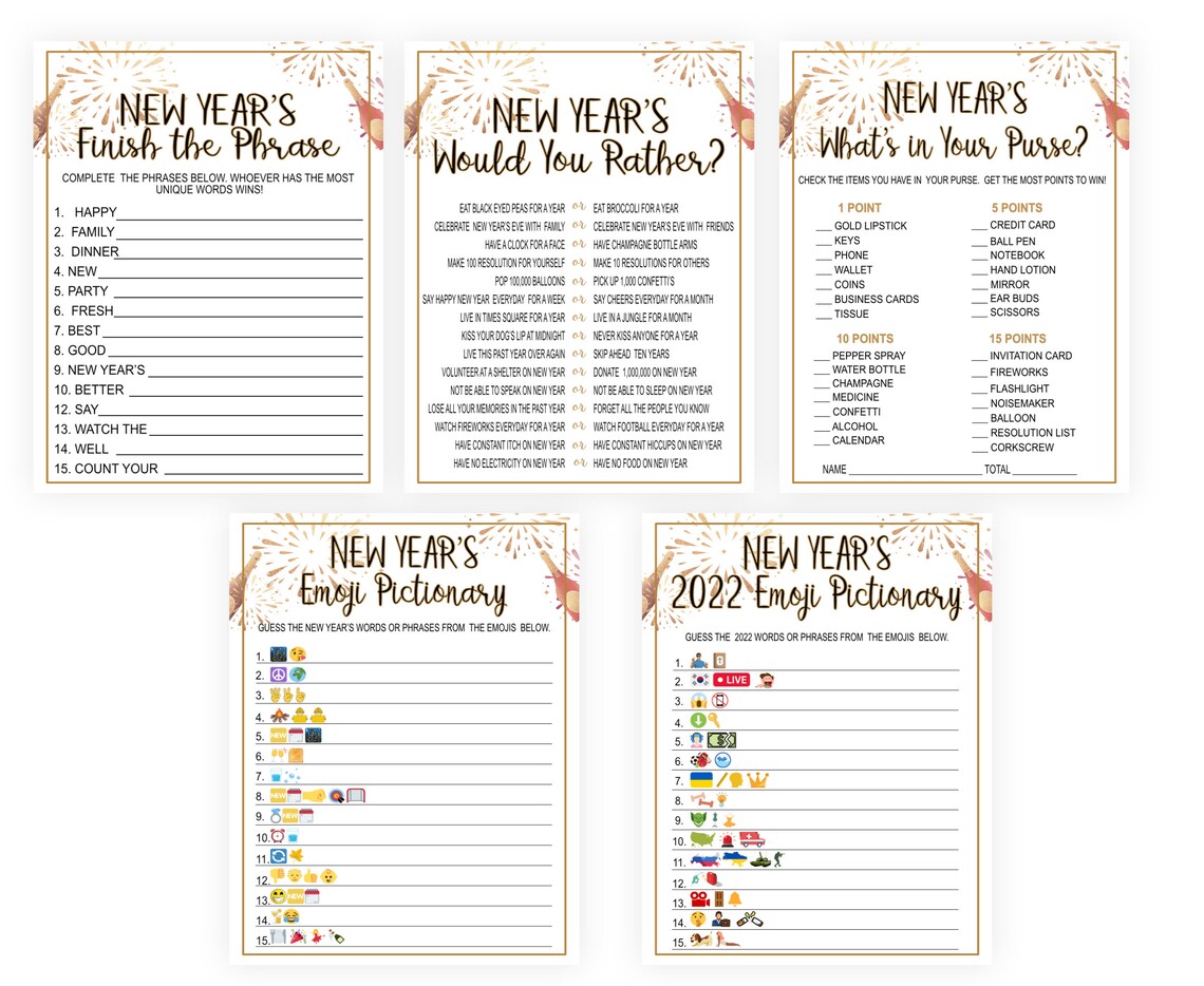 New Years Eve Party Games Bundle Set Pack New Years Eve Game - Etsy