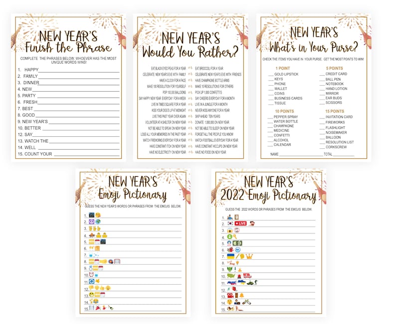 New Years Eve Party Games Bundle Set Pack New Years Eve Game - Etsy