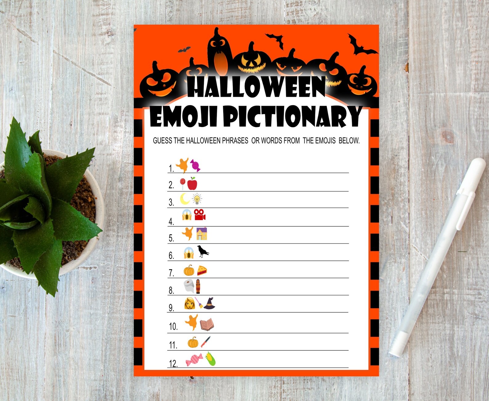 Halloween Emoji Pictionary Halloween Party Halloween Game - Etsy