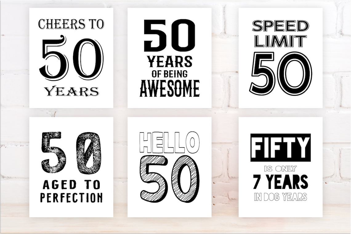 50th Birthday Signs Bundle Birthday Party Decorations 50th - Etsy