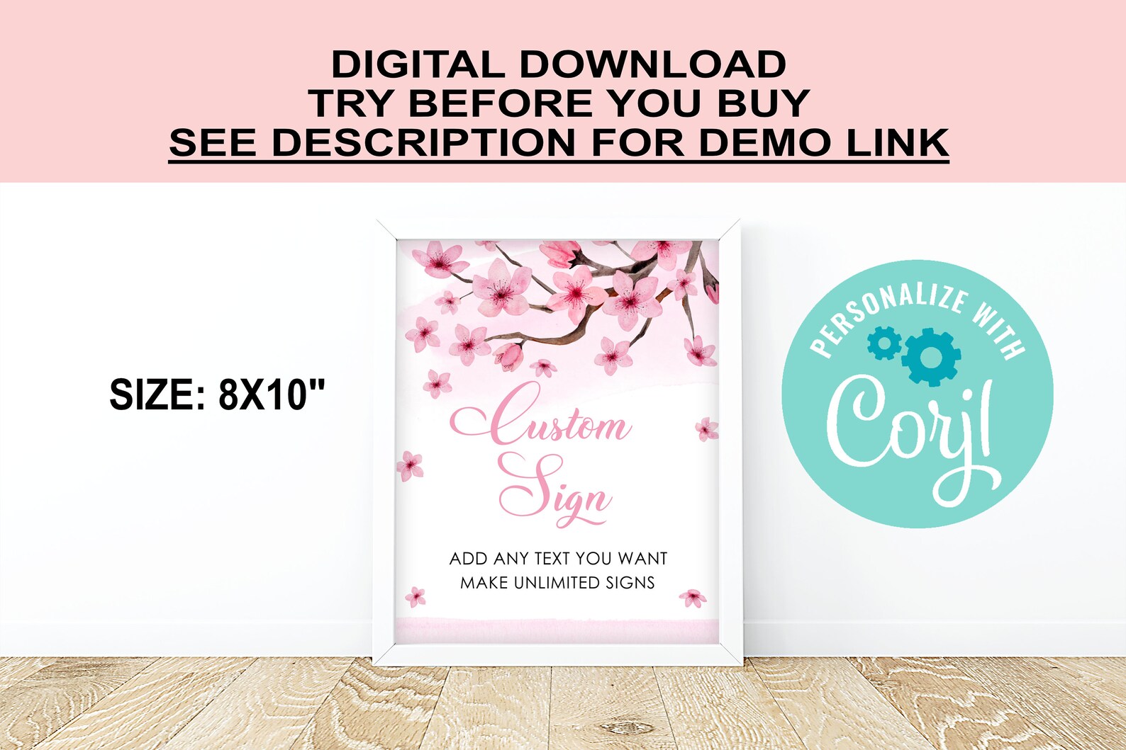 Editable Cherry Blossom Custom Sign PRINTABLE Pink Girl - Etsy