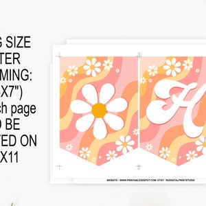 Groovy Happy Birthday Banner Sign Birthday Flag Garland Daisy Orange ...