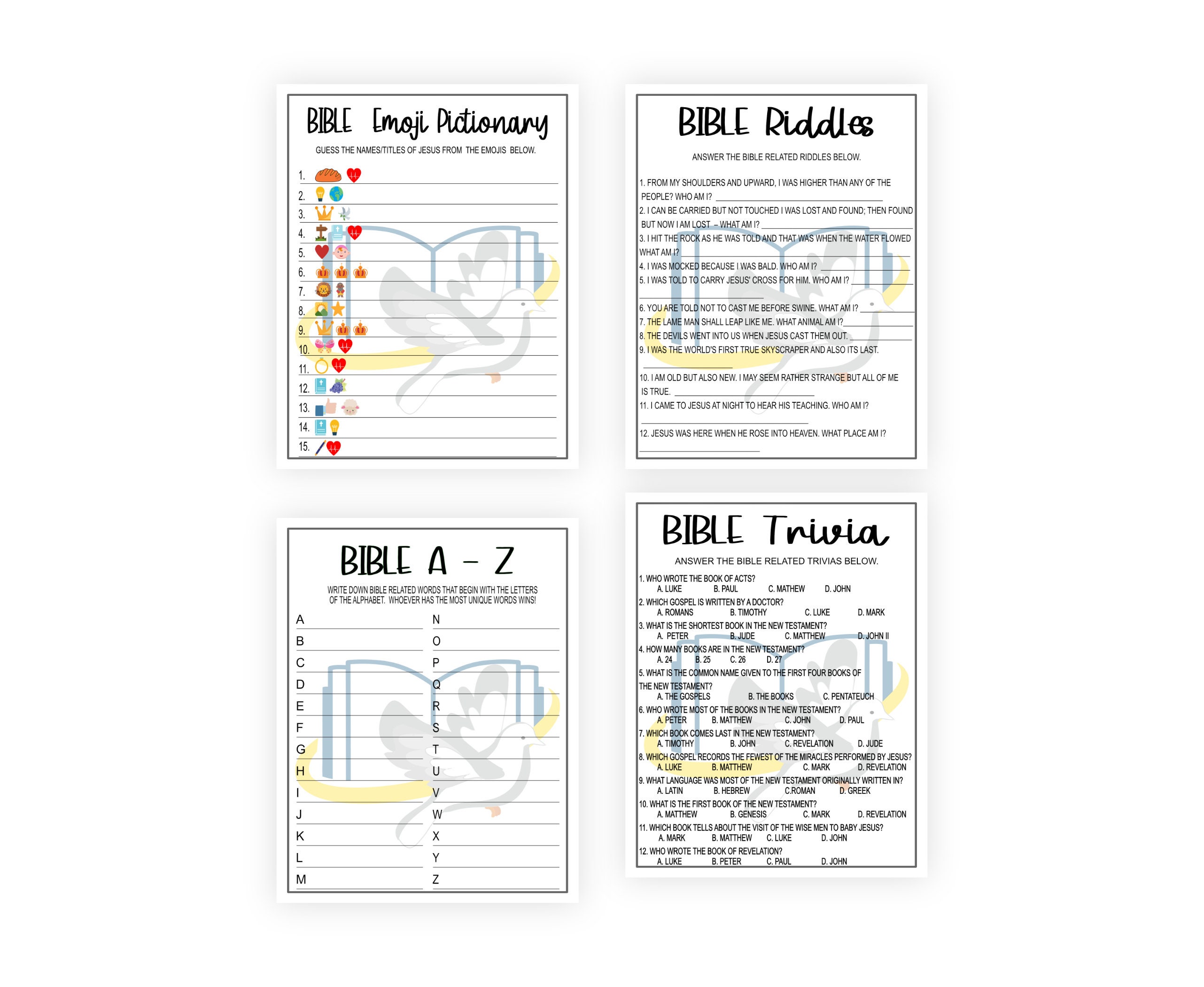 Bible Games Bundle Bible Study Games Bible Trivia Bible - Etsy
