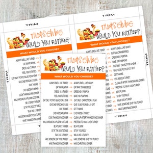Thanksgiving Would You Rather, Thanksgiving Game, Thanksgiving Day Game ...