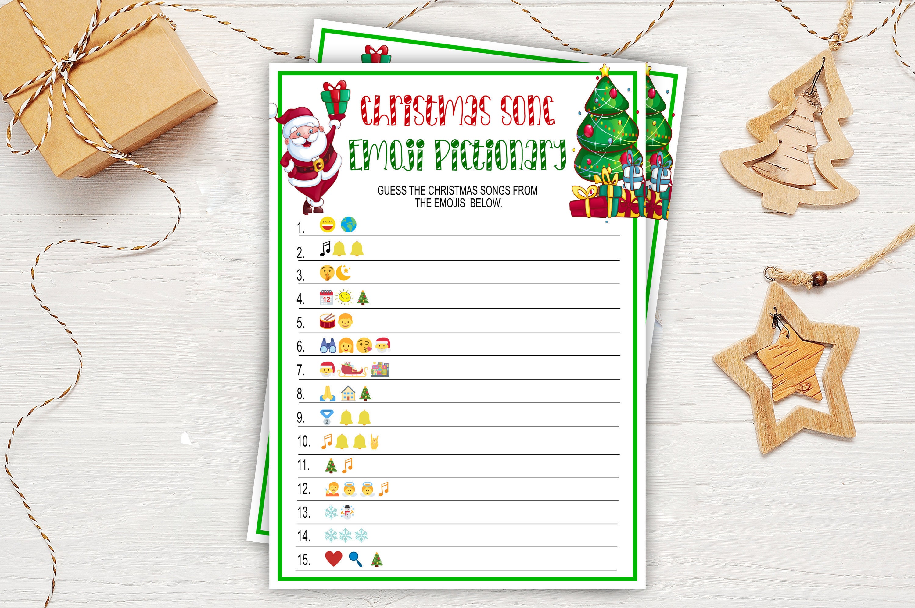 Christmas Song Emoji Pictionary Game Christmas Printable | Etsy
