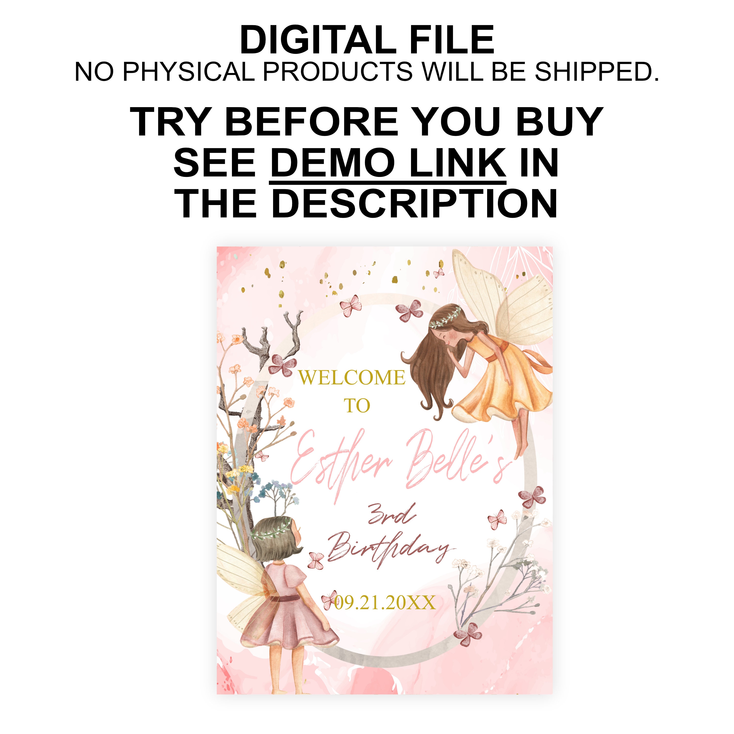 Editable Fairy Forest Birthday Welcome Sign Fairy Garden - Etsy