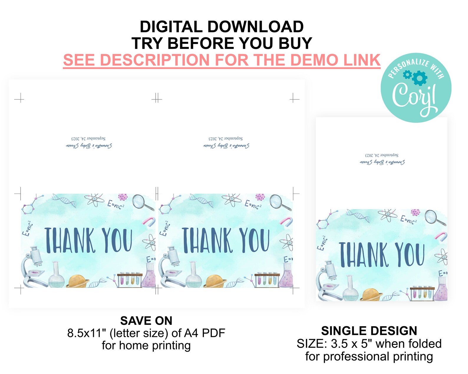 Editable Science Baby Shower Invitation Set Little Einstein - Etsy