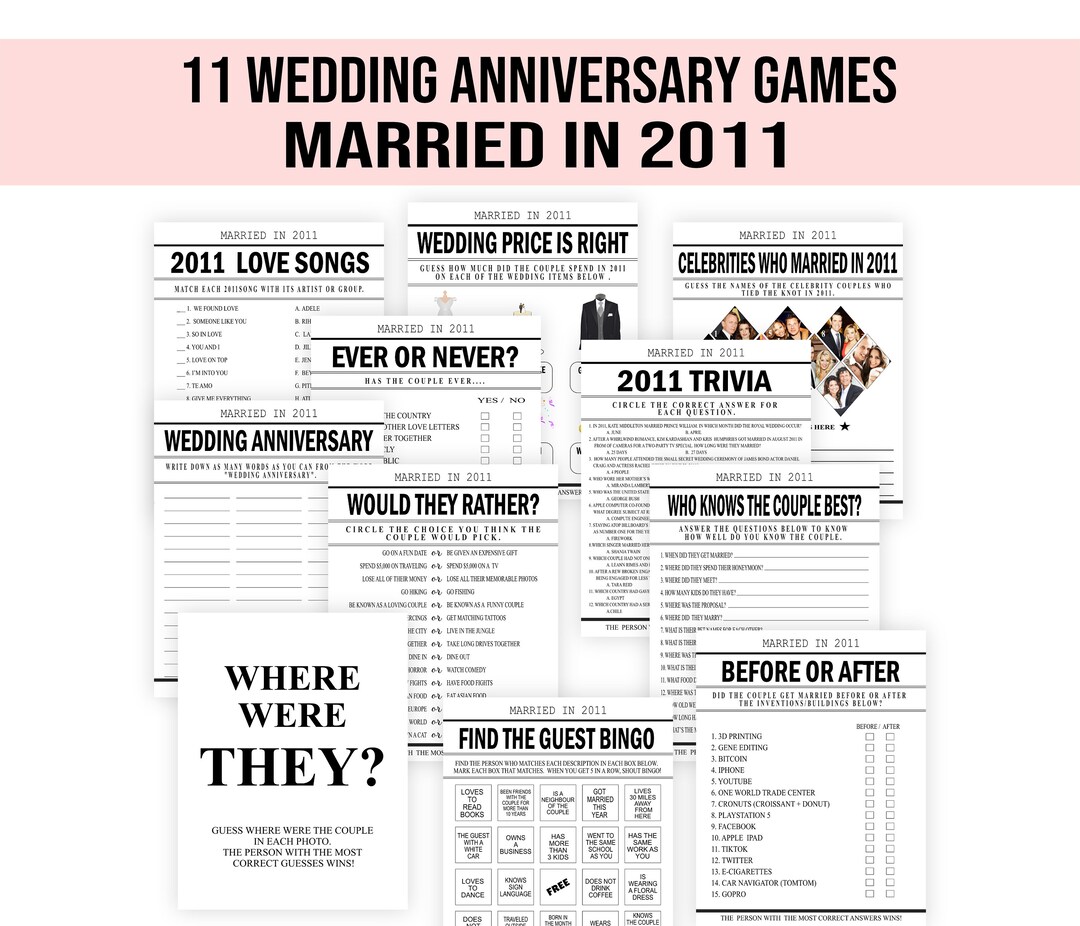 14th Wedding Anniversary Games Bundle 2011 Marriage Ceremony Games Game ...