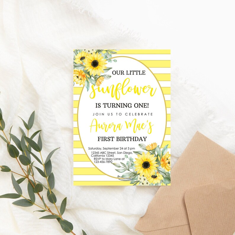 Editable Sunflower Birthday Invitation Sunflower Birthday | Etsy