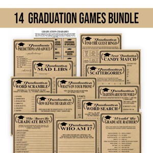 Rustic Kraft Graduation Games Bundle, Graduation College High School ...