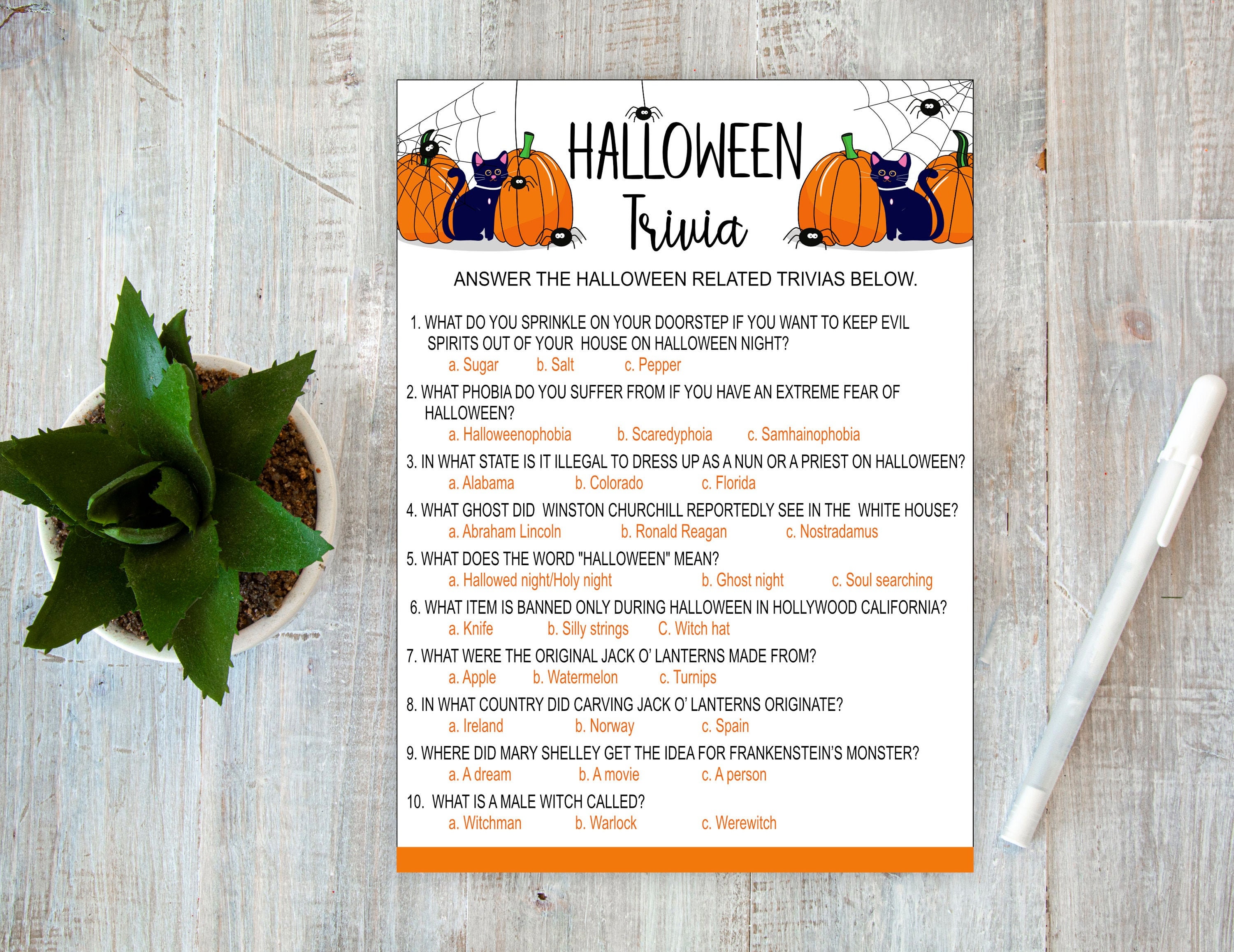 Halloween Trivia Game, Halloween Trivia, Halloween Party Game ...