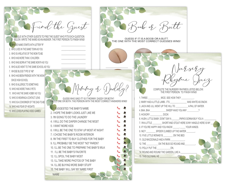 Greenery Baby Shower Games Bundle Greenery Baby Shower Games - Etsy Greenery Baby Shower Games Bundle Greenery Baby Shower Games - Etsy