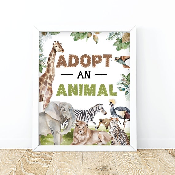 Adopt an Animal Sign Table Decor Birthday Party Sign Baby - Etsy