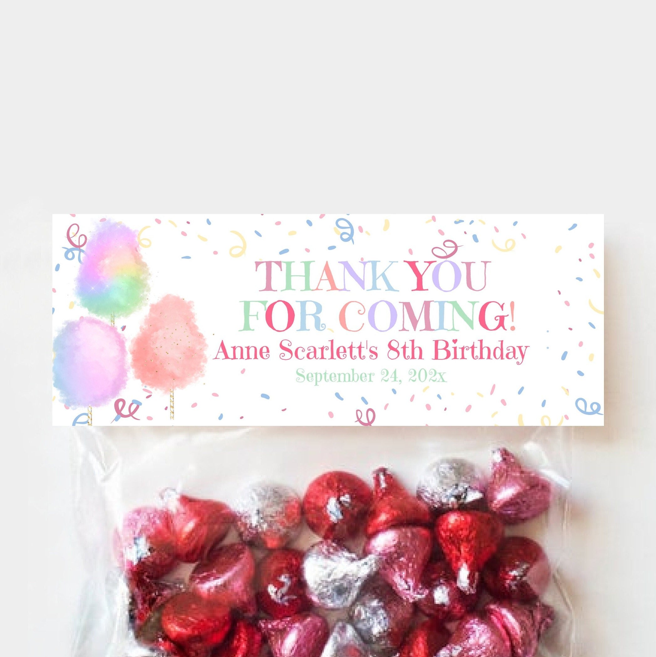 Editable Cotton Candy Treat Bag Topper Birthday Party Treat - Etsy