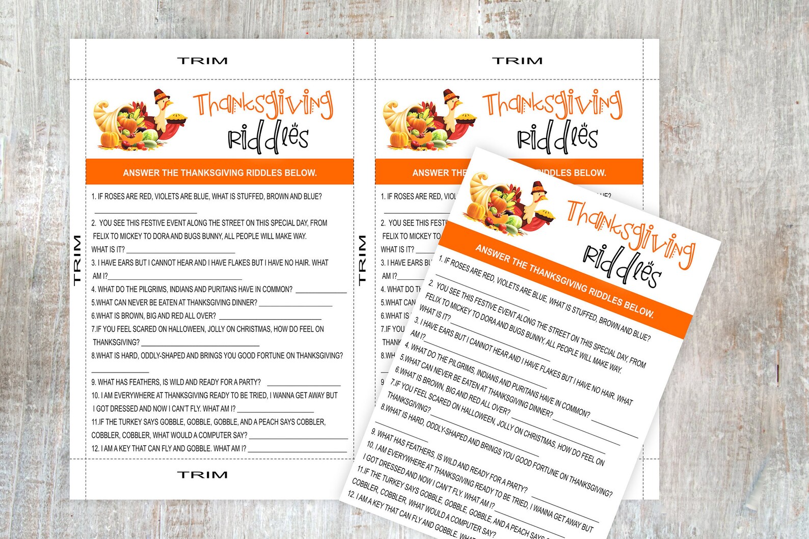 Thanksgiving Riddle Riddle Game Thanksgiving Game Printable - Etsy
