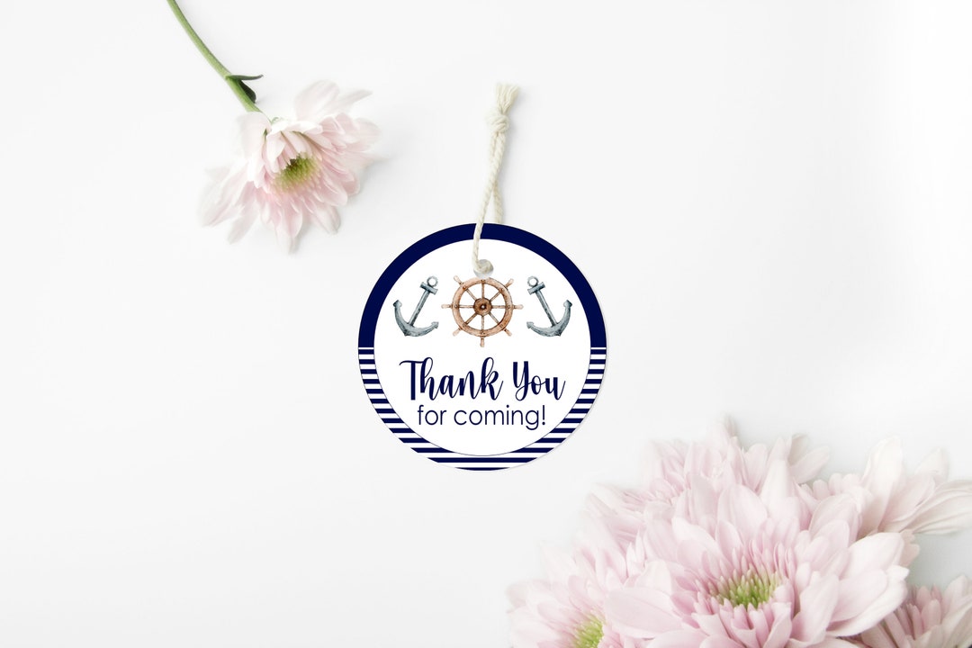 Nautical Thank You for Coming Tag, Favor Tags, Gift Tag, Nautical ...