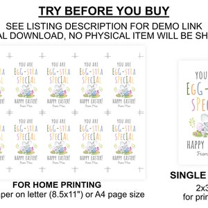 Editable Easter Day Gift Tag Template Egg-stra Easter Favor Tag Kids ...