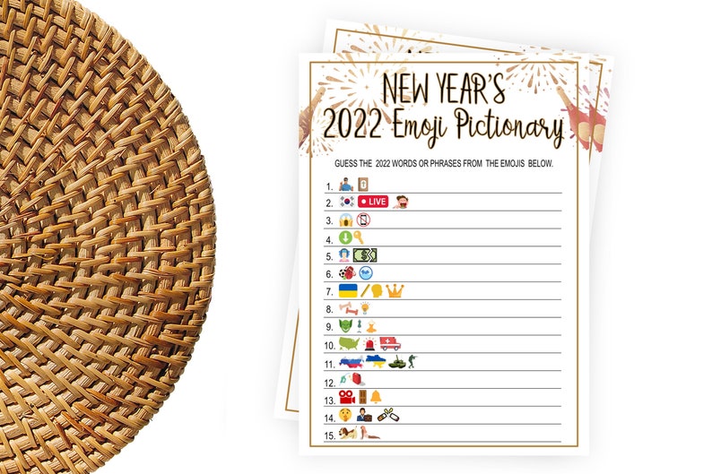 Words of 2022 New Year's Emoji Pictionary Game 2022 Words - Etsy
