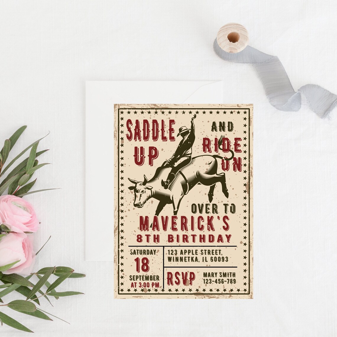 Editable Bull Rodeo Birthday Invitation Cowboy Birthday Party - Etsy