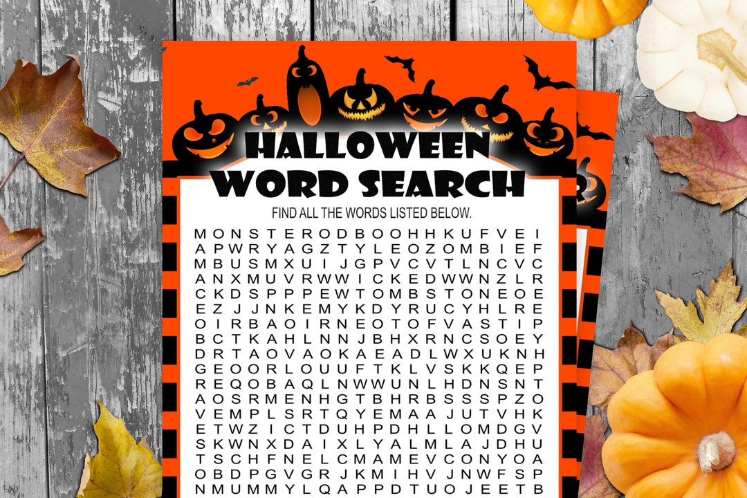 Printable Halloween Word Search Game, Halloween Party Game, Halloween ...