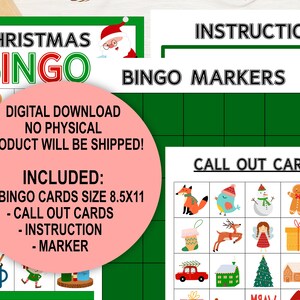 Christmas Bingo Game PRINTABLE Christmas Games for Kids and Adults ...