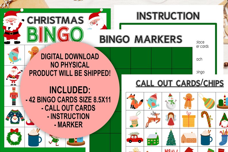 Christmas Bingo Game PRINTABLE Christmas Games for Kids and - Etsy