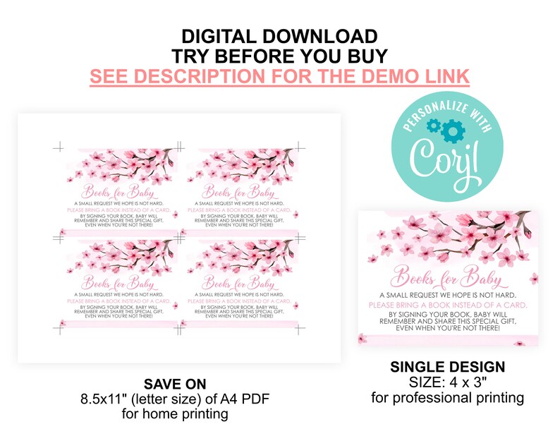 Editable Cherry Blossom Baby Shower Invitation Set PRINTABLE - Etsy