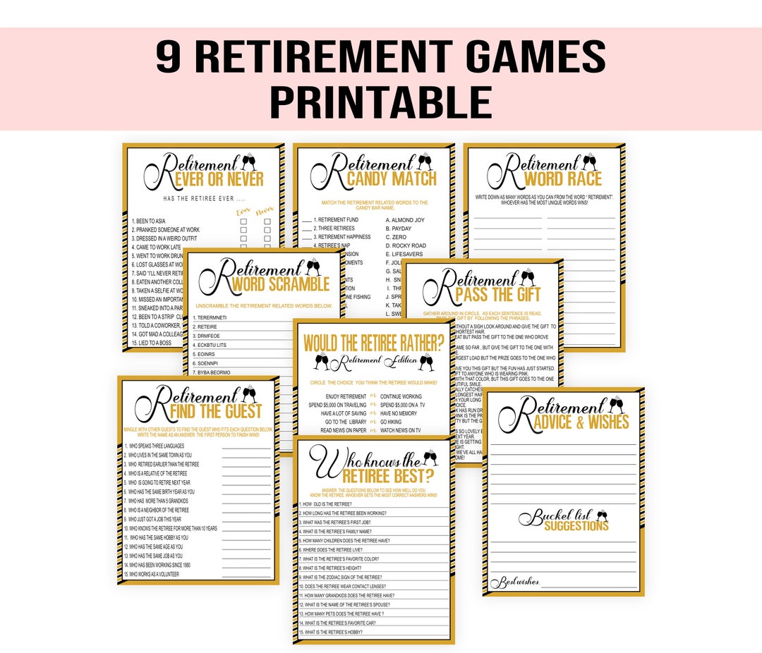 Retirement Party Games Printable, Retirement Games Bundle Pack ...